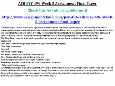 PPT – PSY 496 Week 5 Assignment Final Paper PowerPoint presentation | free to download - id ...