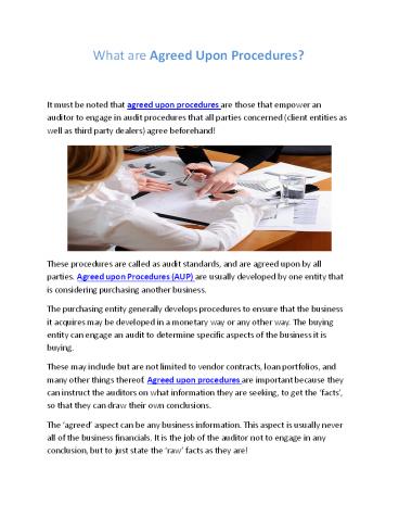 What are Agreed Upon Procedures | Virtual presentation | free to download
