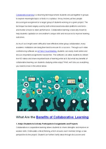 Benefits of Collaborative Learning presentation | free to download