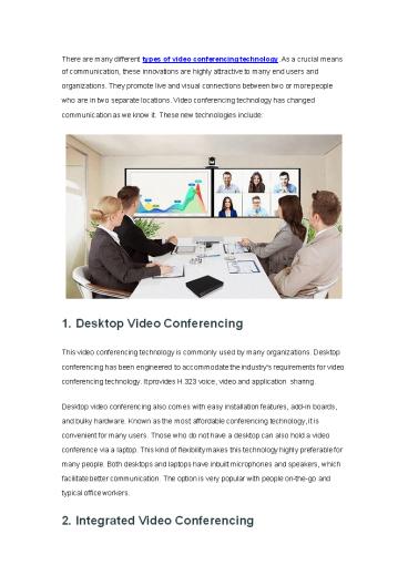 Types of Video Conferencing Technology presentation | free to download