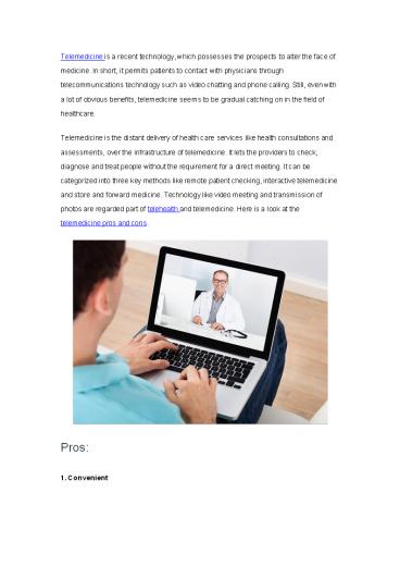 The Pros and Cons of Telemedicine presentation | free to download