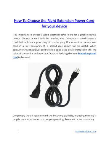 PPT – How To Choose the Right Extension Power Cord for Your Device ...