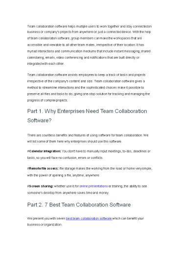 PPT – 7 Best Team Collaboration Software PowerPoint presentation | free ...