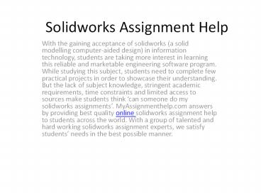 PPT – Solidworks Assignment Help PowerPoint presentation | free to ...
