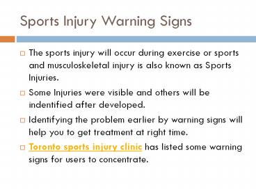 Sports Injury Warning Signs presentation | free to download