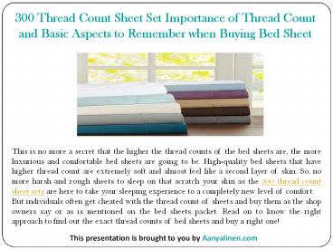 300 Thread Count Sheet Set Importance of Thread Count and Basic Aspects ...