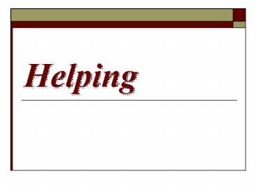 Helping presentation | free to download