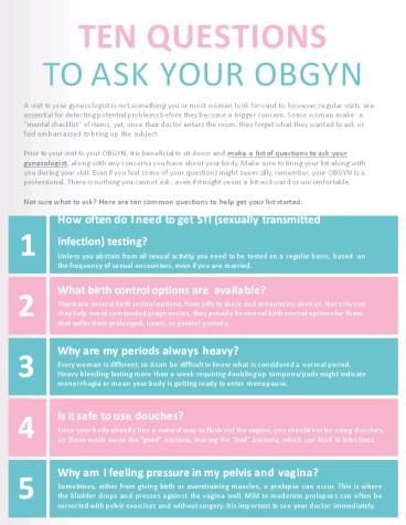 Ten Questions to Ask Your OBGYN presentation | free to download