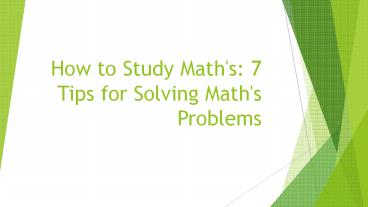 PPT – How to atudy maths PowerPoint presentation | free to download ...