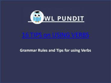 PPT – Tips on Answering Questions Related To Verbs PowerPoint ...