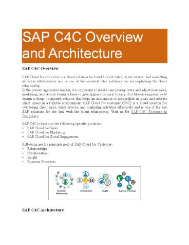 SAP C4C PPT presentation | free to download