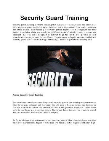 Security guard training presentation | free to download