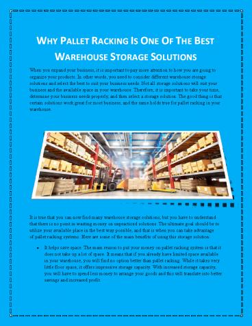 Why Pallet Racking Is One Of The Best Warehouse Storage Solutions ...