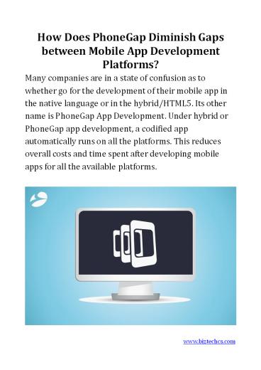 How Does PhoneGap Diminish Gaps between Mobile App Development ...