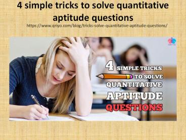 4 Quantitative Aptitude Tricks | Solve Quantitative Aptitude Questions fast presentation | free ...