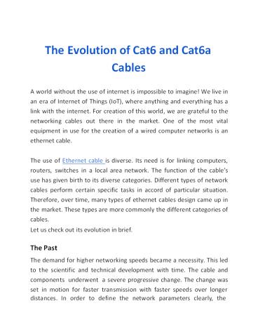 The Evolution of Cat6 and Cat6a Cables presentation | free to download
