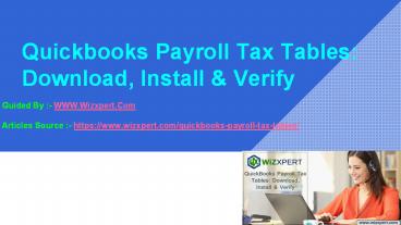Quickbooks Payroll Tax Tables: Download, Install & Verify (1 ...