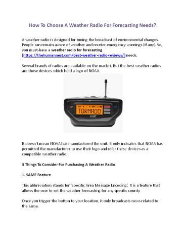 How To Choose A Weather Radio For Forecasting Needs? presentation ...