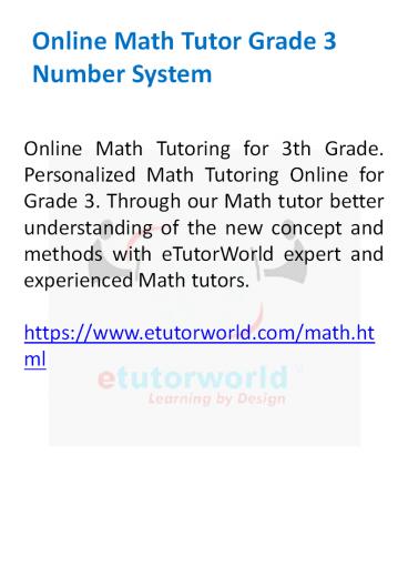 PPT – Online Math Tutor Grade 3 Number System PowerPoint presentation ...