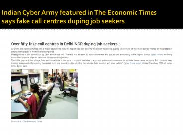 Indian cyber army in Media presentation | free to download