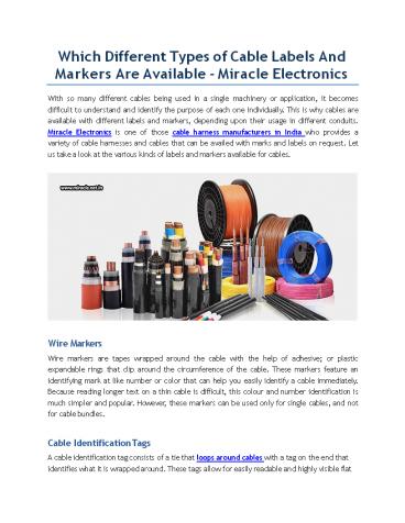 Which Different Types Of Cable Labels And Markers Are Available - Miracle Electronics ...