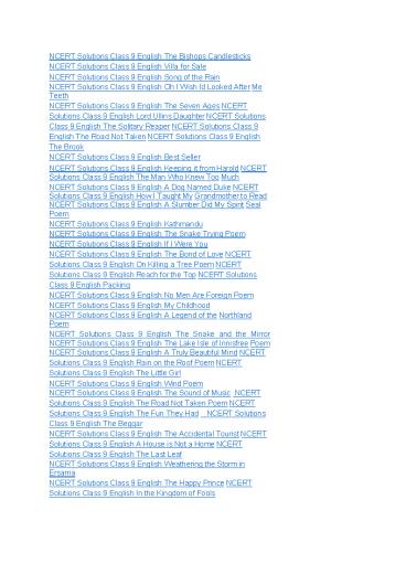 NCERT Solutions Class 9 English presentation | free to download
