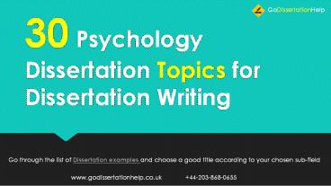 PPT – 30 psychology dissertation topics for dissertation writing ...