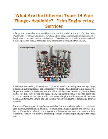 What Are The Different Types Of Pipe Flanges Available?? - Trim ...