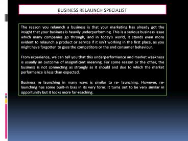 PPT – Business Relaunch Specialist PowerPoint presentation | free to ...