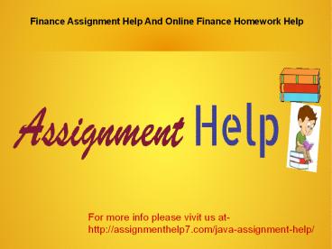 Finance Assignment Help And Online Finance Homework Help presentation ...