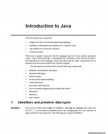 PPT – Introduction To JAVA PowerPoint presentation | free to download ...
