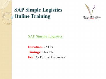 SAP Simple Logistics PPT presentation | free to download