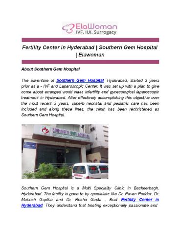 PPT – Fertility Center in Hyderabad | Southern Gem Hospital | Elawoman ...