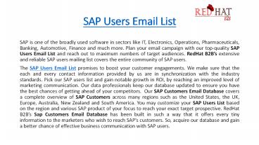 PPT – SAP Users Email List, SAP Users List, SAP Users Mailing List, SAP customers email database ...