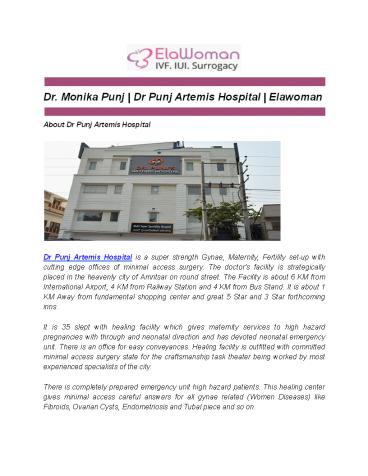 Dr. Monika Punj | Dr Punj Artemis Hospital | Elawoman presentation ...