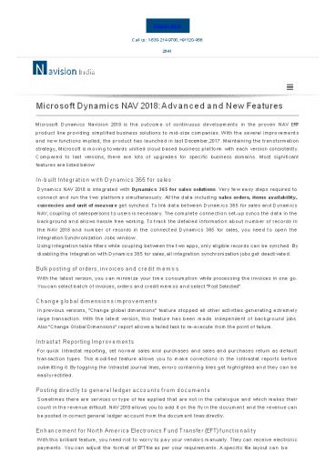 Microsoft Dynamics NAV 2018: Advanced and New Features presentation ...