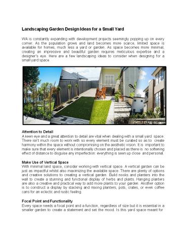 Landscaping Garden Design Ideas for a Small Yard presentation | free to ...