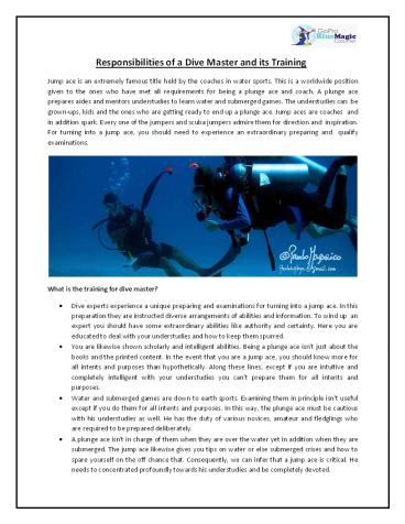 Responsibilities of a Dive Master and its Training presentation | free ...