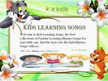 Rhymes For Kids In English presentation | free to download