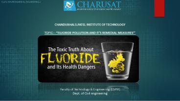 FLUORIDE POLLUTION AND IT'S REMEDIES presentation | free to view