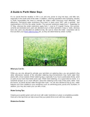 A Guide to Perth Water Days presentation | free to download