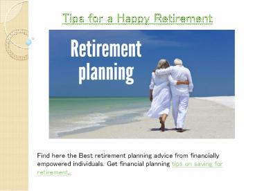 Tips for a Happy Retirement presentation | free to download