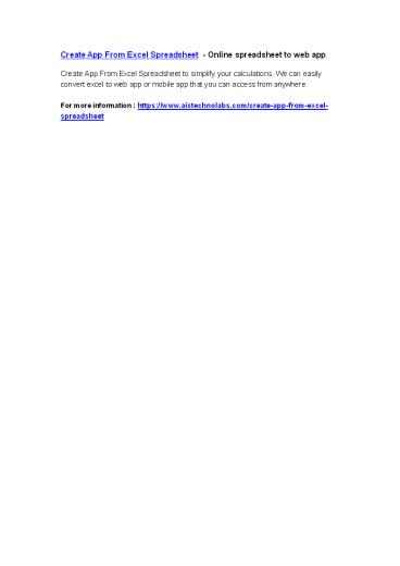 PPT Create App From Excel Spreadsheet Online Spreadsheet To Web App 