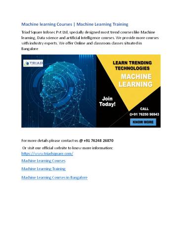 PPT – Machine learning Courses | Machine Learning Training (1 ...