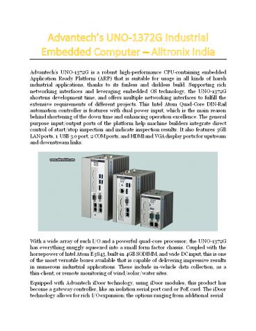 PPT – Advantech’s UNO-1372G Industrial Embedded Computer - Alltronix ...