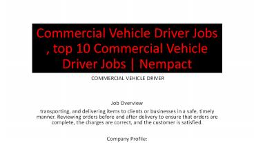 Commercial Vehicle Driver Jobs , top 10 Commercial Vehicle Driver Jobs ...