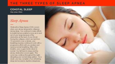 PPT – The Three Types of Sleep Apnea PowerPoint presentation | free to ...