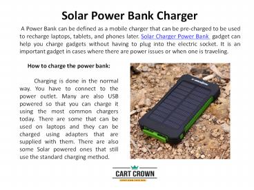 PPT – Solar Charger Power Bank Online | Portable Solar Mobile Battery ...