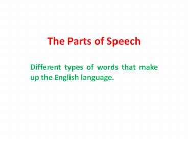 Parts of Speech presentation | free to download