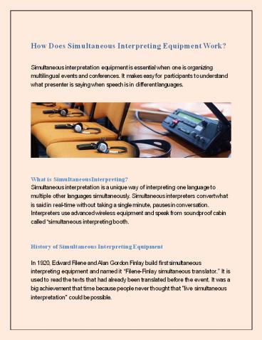 How Does Simultaneous Interpreting Equipment Work? presentation | free to download